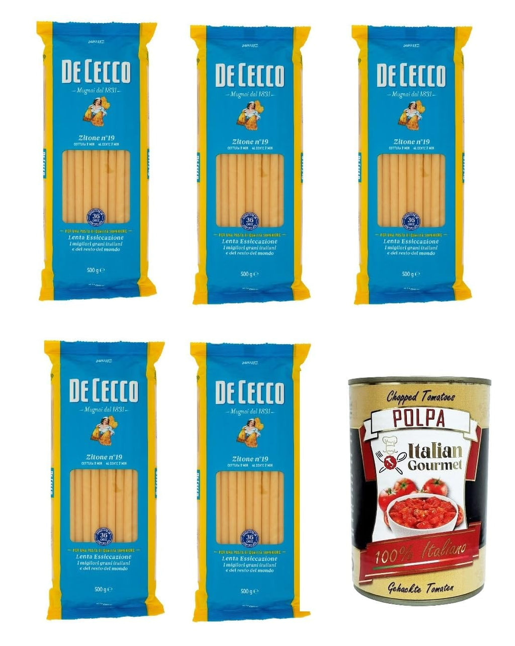 De Cecco Zitone N°19 100% Italienisch Pasta Nudeln 5x 500g + Italian G ...