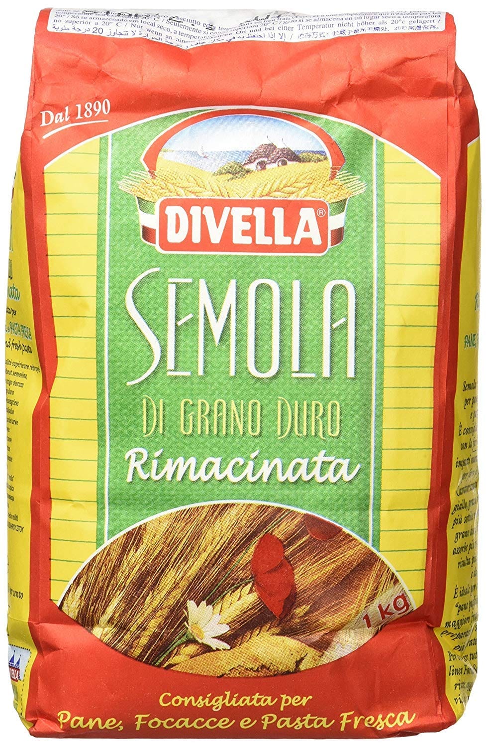 4x Divella Semola Di Grano Duro Rimacinata Hartweizengries 1kg ...