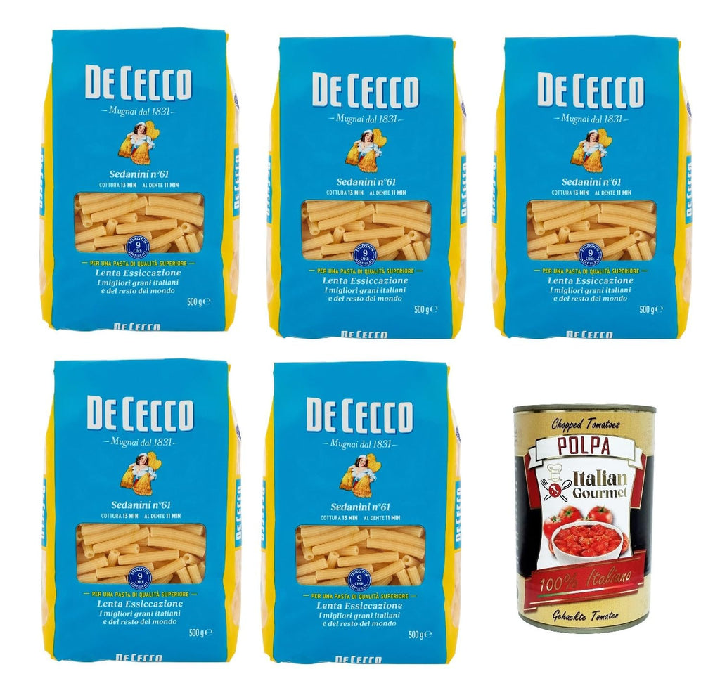 De Cecco Sedanini N°61, 100% Italienisch Pasta Nudeln 5x 500g + Italia ...
