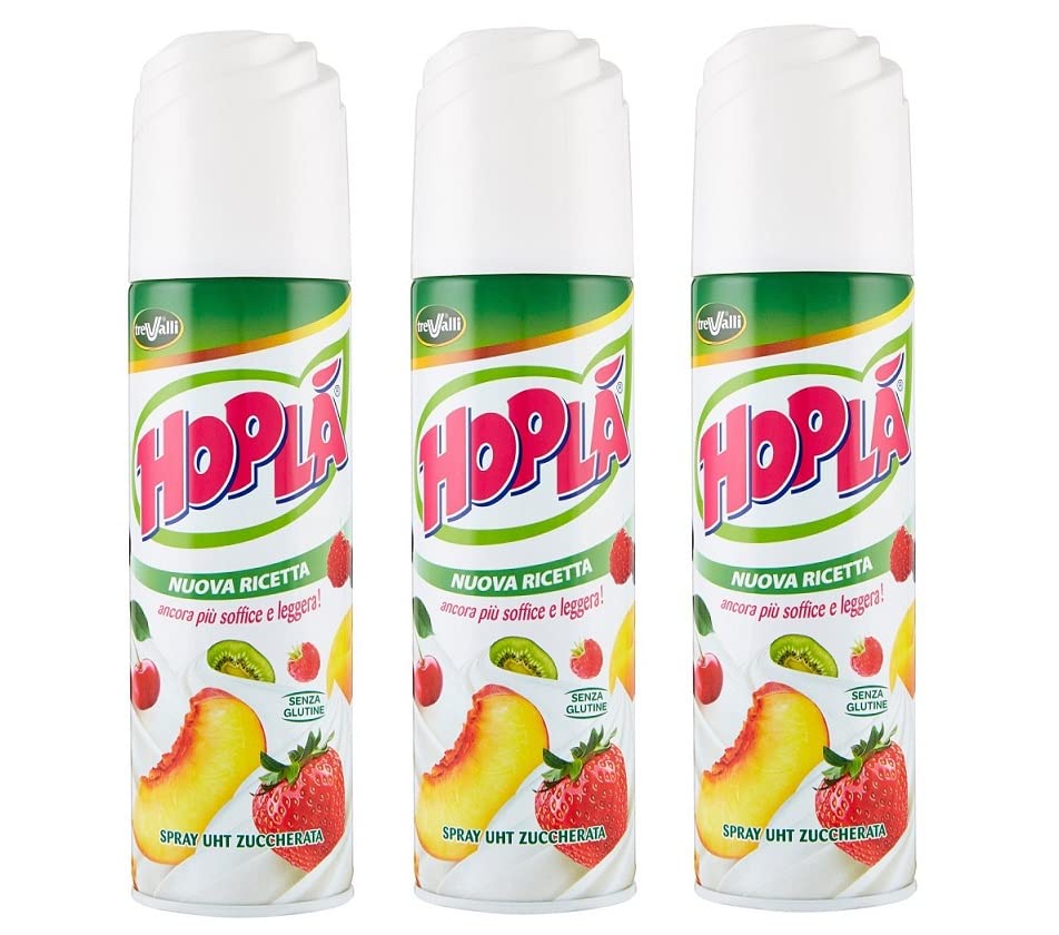 3x Trevalli Hoplà Panna Spray Süßwaren Produkt auf Basis von Sahne und ...